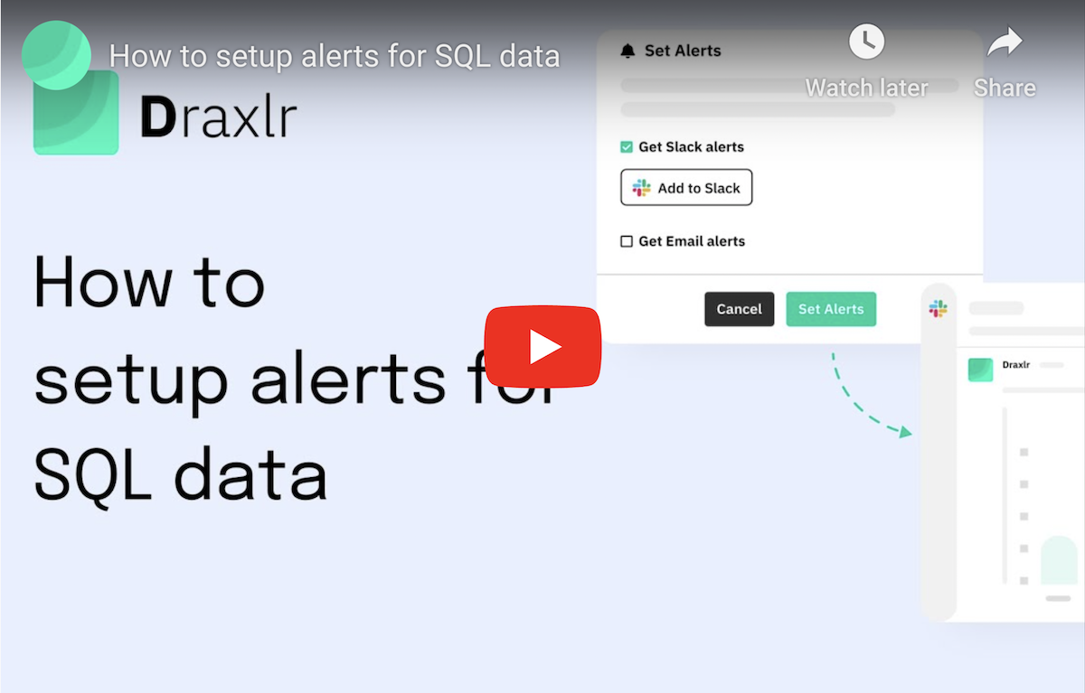 How to set up alerts for SQL data