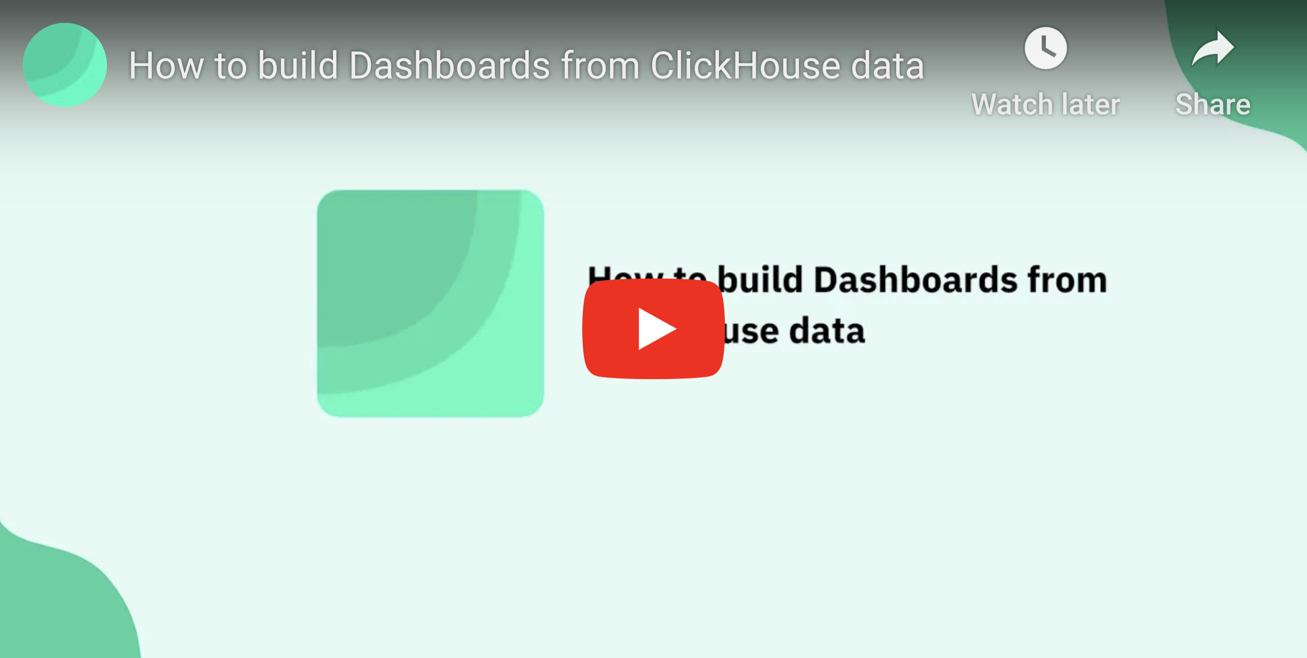 How to build Dashboards from ClickHouse data